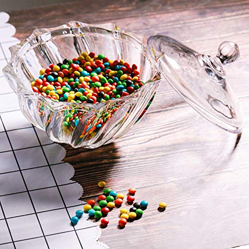 ComSaf Large Glass Candy Dish with Lid, Clear Covered Candy Bowl, Crystal Candy Jar for Home Kitchen Office Table, Set of 1