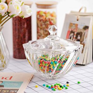 ComSaf Large Glass Candy Dish with Lid, Clear Covered Candy Bowl, Crystal Candy Jar for Home Kitchen Office Table, Set of 1