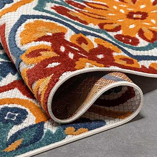 Well Woven Dorado Devotion Beige Modern Floral 5'3" x 7'3" High-Low Indoor/Outdoor Area Rug