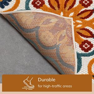 Well Woven Dorado Devotion Beige Modern Floral 5'3" x 7'3" High-Low Indoor/Outdoor Area Rug