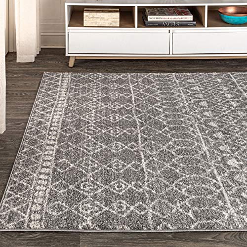 JONATHAN Y MOH209B-3 Izil Moroccan Beni Souk Indoor Farmhouse Area-Rug Bohemian Minimalistic Geometric Easy-Cleaning Bedroom Kitchen Living Room Non Shedding, 3 X 5, Gray,Cream