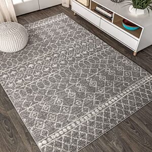 JONATHAN Y MOH209B-3 Izil Moroccan Beni Souk Indoor Farmhouse Area-Rug Bohemian Minimalistic Geometric Easy-Cleaning Bedroom Kitchen Living Room Non Shedding, 3 X 5, Gray,Cream