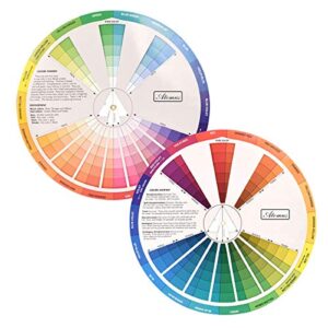 creative color wheel, paint mixing learning guide art class teaching tool for makeup blending board chart color mixed guide mix colours (9.25inch)