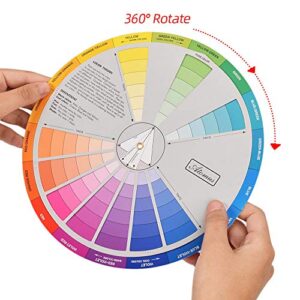 Creative Color Wheel, Paint Mixing Learning Guide Art Class Teaching Tool for Makeup Blending Board Chart Color Mixed Guide Mix Colours (9.25inch)