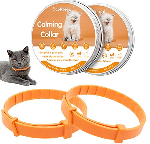 Calming Collar for Cats - 2 Pack Adjustable Natural Pheromone Kitten Collars Reduce Anxiety