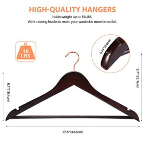 Smartor Wooden Hangers 20 Pack, Sturdy Coat Hangers for Closet, Quality Non Slip Hangers, Premium Heavy Duty Hangers, Durable Coat Hanger, Pants Hanger, Suit Hangers, with 360° Rotating Hook, Brown