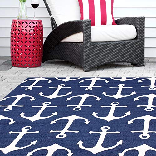 nuLOOM Despina Hand Hooked Indoor/Outdoor Accent Rug, 2' x 4', Navy