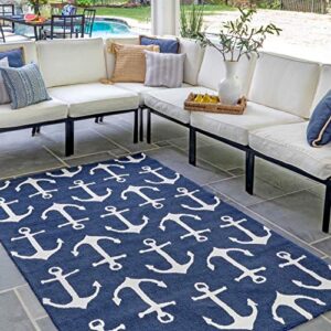 nuLOOM Despina Hand Hooked Indoor/Outdoor Accent Rug, 2' x 4', Navy