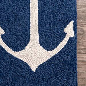 nuLOOM Despina Hand Hooked Indoor/Outdoor Accent Rug, 2' x 4', Navy