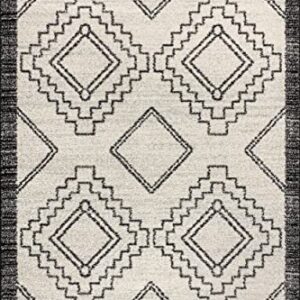 JONATHAN Y MOH200A-8 Amir Moroccan Beni Souk Indoor Area-Rug Bohemian Farmhouse Rustic Geometric Easy-Cleaning Bedroom Kitchen Living Room Non Shedding, 8 X 10, Cream,Black