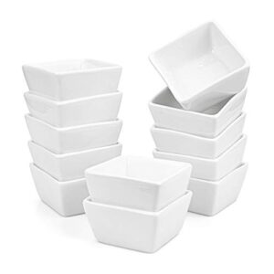 foraineam 12 pack 3 oz porcelain dip bowl set, white ramekins condiments server dishes, dipping sauce bowls for vinegar, ketchup, bbq sauce, seasoning