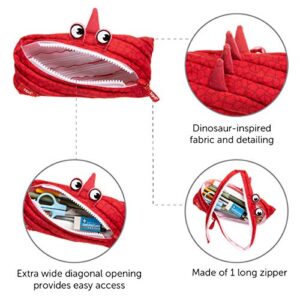 ZIPIT Dino Pencil Case for Boys | Pencil Pouch for School, College and Office | Pencil Bag for Kids (Red)