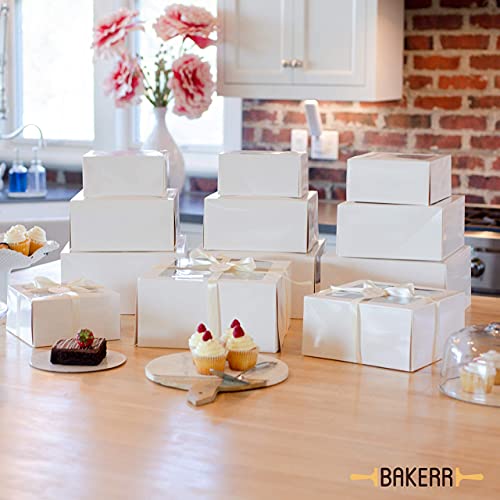 Bakerr With Love Cake Box Set. 15 Cake Boxes, 15 Cake Boards and Bakery Box Decor. 12” Pastry Boxes, 10” Dessert Boxes, 8” Treat Boxes for Cookie Packaging, Pie Boxes, Donut Box, Cakes and Cupcakes