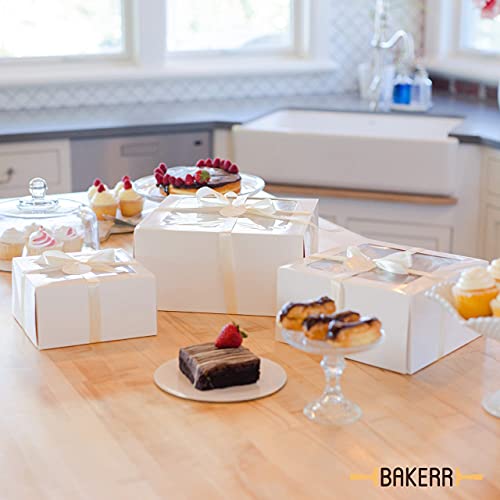 Bakerr With Love Cake Box Set. 15 Cake Boxes, 15 Cake Boards and Bakery Box Decor. 12” Pastry Boxes, 10” Dessert Boxes, 8” Treat Boxes for Cookie Packaging, Pie Boxes, Donut Box, Cakes and Cupcakes