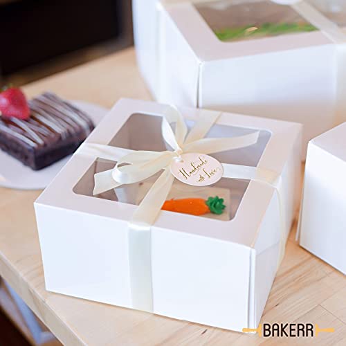 Bakerr With Love Cake Box Set. 15 Cake Boxes, 15 Cake Boards and Bakery Box Decor. 12” Pastry Boxes, 10” Dessert Boxes, 8” Treat Boxes for Cookie Packaging, Pie Boxes, Donut Box, Cakes and Cupcakes