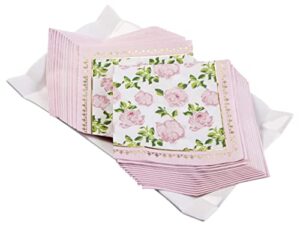 kate aspen vintage floral tea party napkins - pink (set of 30) - perfect for weddings, bridal showers, baby showers, birthdays