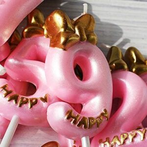 QQYL Gold 3 Candle Birthday Girl,Pink Third 3th Birthday Candle Girl for Cake Topper, Number 3 Cake Topper Gold, 3th Birthday Party Decoration for Three 3 Year Old Party Cake Candle (Style7, Number 3)