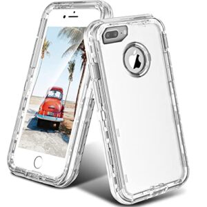 oribox case compatible with iphone 7 plus case, compatible with iphone 8 plus case, heavy duty shockproof anti-fall clear case,color-crystal clear