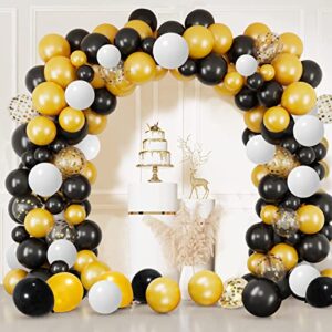 rubfac 192pcs black and gold balloon garland arch kit, black white and gold balloons for halloween graduation birthday party decorations