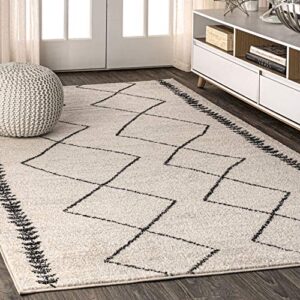 jonathan y moh203a-8 zaina moroccan beni souk indoor farmhouse area-rug bohemian minimalistic geometric easy-cleaning bedroom kitchen living room non shedding, 8 x 10, cream,black