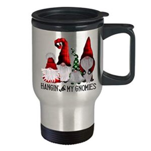 Gnome Travel Mug Hanging With My Gnomies Funny Coffee Christmas Cup German Scandinavian Gnomes Gift for Men and Women