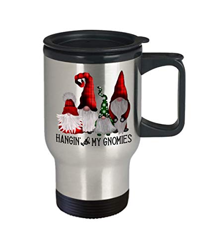 Gnome Travel Mug Hanging With My Gnomies Funny Coffee Christmas Cup German Scandinavian Gnomes Gift for Men and Women