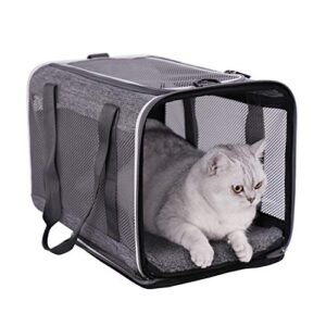 top load soft pet carrier for large and medium cats, 2 kitties. sturdy, well-ventilated, cozy, collapsible, easy to get cat in