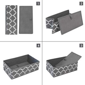 Dresser Drawer Organizers - Underwear Organizer Drawer Divider, Foldable Closet Dresser Storage Box Baskets Bins Containers for Bras Socks Lingerie Baby Clothing, Set of 12 (Grey Lantern Printing)