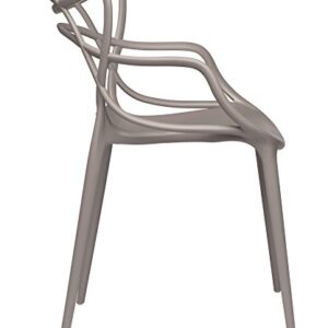 Laura Davidson Furniture Set of 2 - Masters Entangled Chair for Dining & Office -Modern Designer Stackable Armchairs, Made of Solid Color Polypropylene, Grey