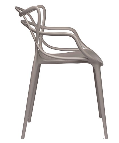 Laura Davidson Furniture Set of 2 - Masters Entangled Chair for Dining & Office -Modern Designer Stackable Armchairs, Made of Solid Color Polypropylene, Grey