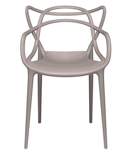 Laura Davidson Furniture Set of 2 - Masters Entangled Chair for Dining & Office -Modern Designer Stackable Armchairs, Made of Solid Color Polypropylene, Grey