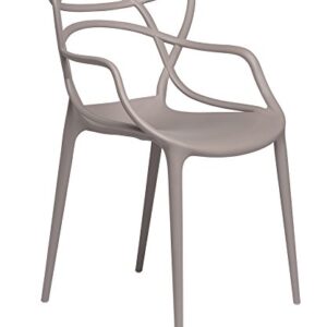 Laura Davidson Furniture Set of 2 - Masters Entangled Chair for Dining & Office -Modern Designer Stackable Armchairs, Made of Solid Color Polypropylene, Grey