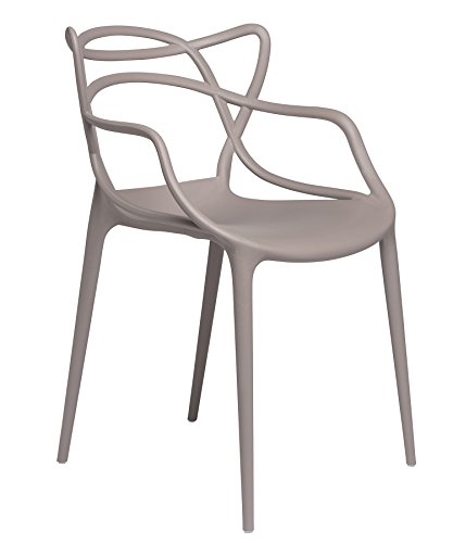 Laura Davidson Furniture Set of 2 - Masters Entangled Chair for Dining & Office -Modern Designer Stackable Armchairs, Made of Solid Color Polypropylene, Grey