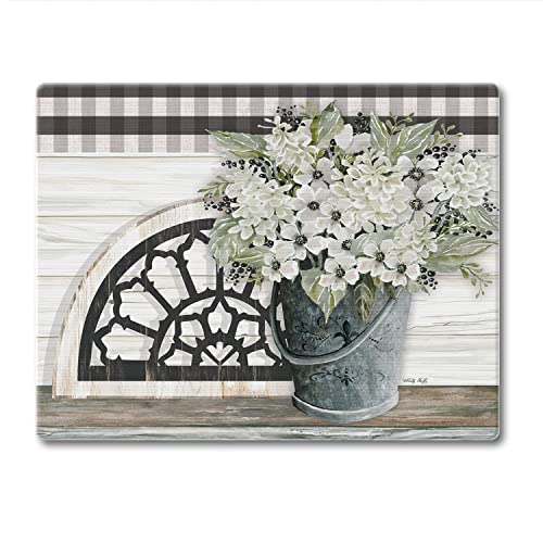 CounterArt Vintage Farmhouse 3mm Heat Tolerant Tempered Glass Cutting Board 10” x 8” Manufactured in the USA Dishwasher Safe