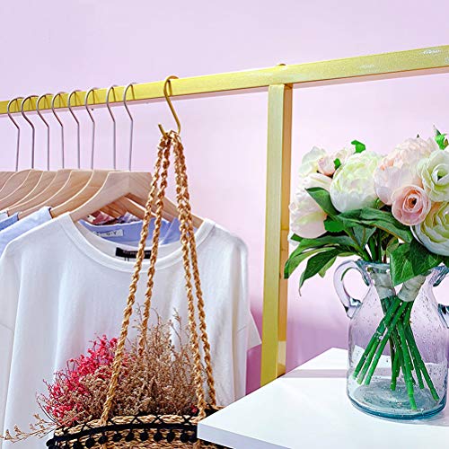 FONECHIN Metal Clothes Garment Racks with 4 Wood Storage Shelves and Hanging Bar Heavy Duty Free Standing Clothing Rack Large Closet Organizer for Boutique 47"