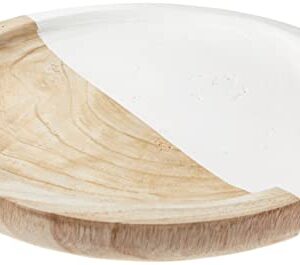 Mud Pie Paulownia Round Tray Set, small 14" dia | large 16" dia, White