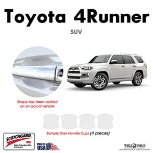 YelloPro Custom Fit Door Handle Cup 3M Anti Scratch Clear Bra Paint Protector Film Self Healing PPF Guard for 2014 2015 2016 2017 2018 2019 2020 2021 2022 2023 Toyota 4Runner SUV