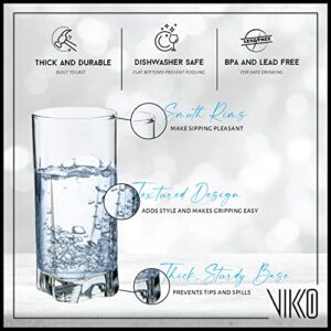 Vikko Drinking Glasses, 12 Oz Drinking Glasses Set of 6, Crystal Clear Glass Cups for Water or Juice, Highball Glass Tumbler & Water Glasses for Drinking…