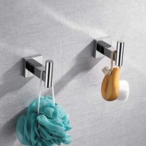 Miyili Bath Towel Hook Polished Stainless Steel Coat/Robe Clothes Hook for Kitchen Garage Wall Mounted (2 Pack), B02C2