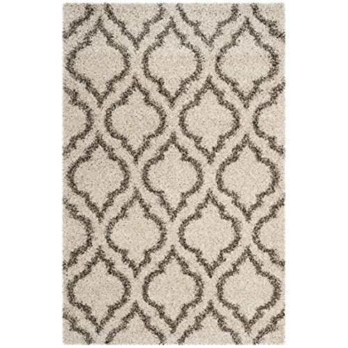 SAFAVIEH Hudson Shag Collection 2' x 3' Ivory/Grey SGH284A Moroccan Non-Shedding Living Room Bedroom Dining Room Entryway Plush 2-inch Thick Accent Rug