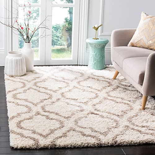 SAFAVIEH Hudson Shag Collection 2' x 3' Ivory/Grey SGH284A Moroccan Non-Shedding Living Room Bedroom Dining Room Entryway Plush 2-inch Thick Accent Rug