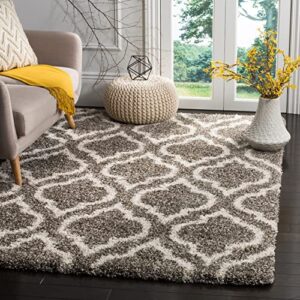 SAFAVIEH Hudson Shag Collection 2' x 3' Ivory/Grey SGH284A Moroccan Non-Shedding Living Room Bedroom Dining Room Entryway Plush 2-inch Thick Accent Rug