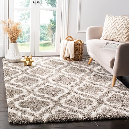 SAFAVIEH Hudson Shag Collection 2' x 3' Ivory/Grey SGH284A Moroccan Non-Shedding Living Room Bedroom Dining Room Entryway Plush 2-inch Thick Accent Rug