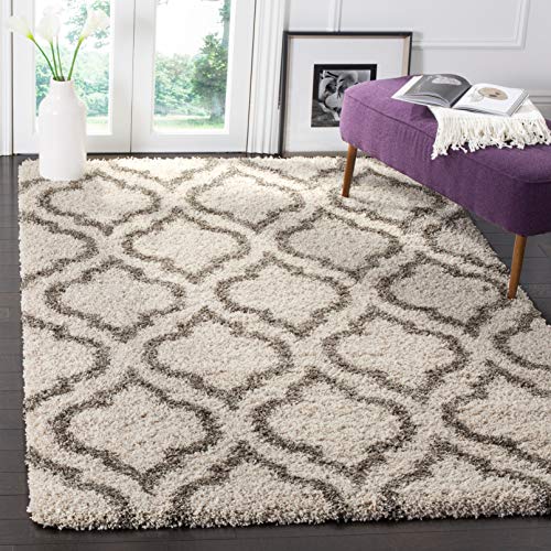 SAFAVIEH Hudson Shag Collection 2' x 3' Ivory/Grey SGH284A Moroccan Non-Shedding Living Room Bedroom Dining Room Entryway Plush 2-inch Thick Accent Rug