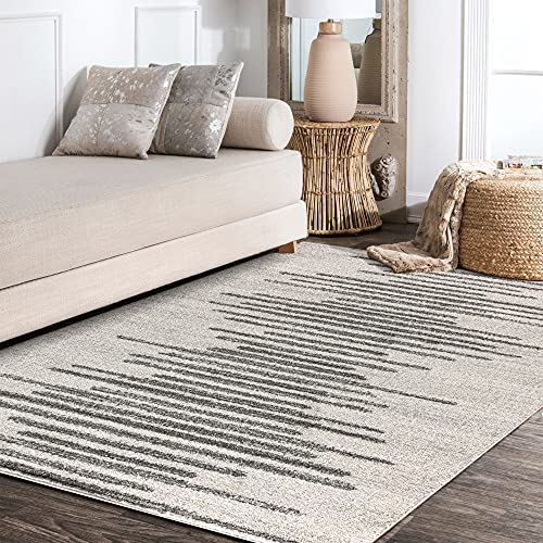 JONATHAN Y MOH205A-3 Aya Berber Stripe Geometric Indoor Farmhouse Area-Rug Bohemian Minimalistic Striped Easy-Cleaning Bedroom Kitchen Living Room Non Shedding, 3 X 5, Cream,Gray