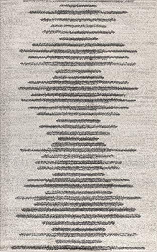 JONATHAN Y MOH205A-3 Aya Berber Stripe Geometric Indoor Farmhouse Area-Rug Bohemian Minimalistic Striped Easy-Cleaning Bedroom Kitchen Living Room Non Shedding, 3 X 5, Cream,Gray