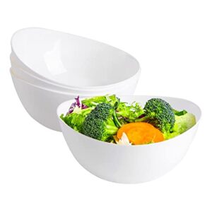 honla 48 oz large salad bowls,set of 4 big plastic bowls for cereal,pasta,popcorn,snacks,serving side dishes,dinner parties,oval shape,white