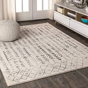 jonathan y moh210a-8 ziri moroccan geometric indoor farmhouse area-rug bohemian minimalistic easy-cleaning bedroom kitchen living room non shedding, 8 x 10, cream,gray