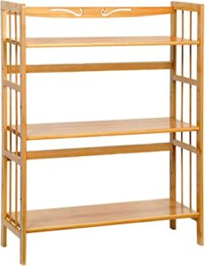 c&ahome bamboo shelf, 3-tier bookshelf bookcase, free-standing storage shelf, plant flower stand, max load 35lbs per shelf, utility shelf rack for living room bathroom kitchen home natural