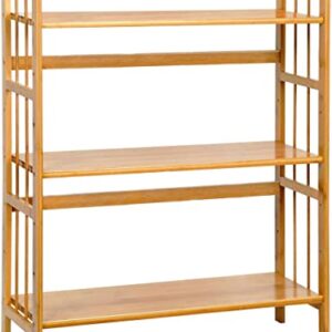 C&AHOME Bamboo Shelf, 3-Tier Bookshelf Bookcase, Free-Standing Storage Shelf, Plant Flower Stand, Max Load 35LBS Per Shelf, Utility Shelf Rack for Living Room Bathroom Kitchen Home Natural